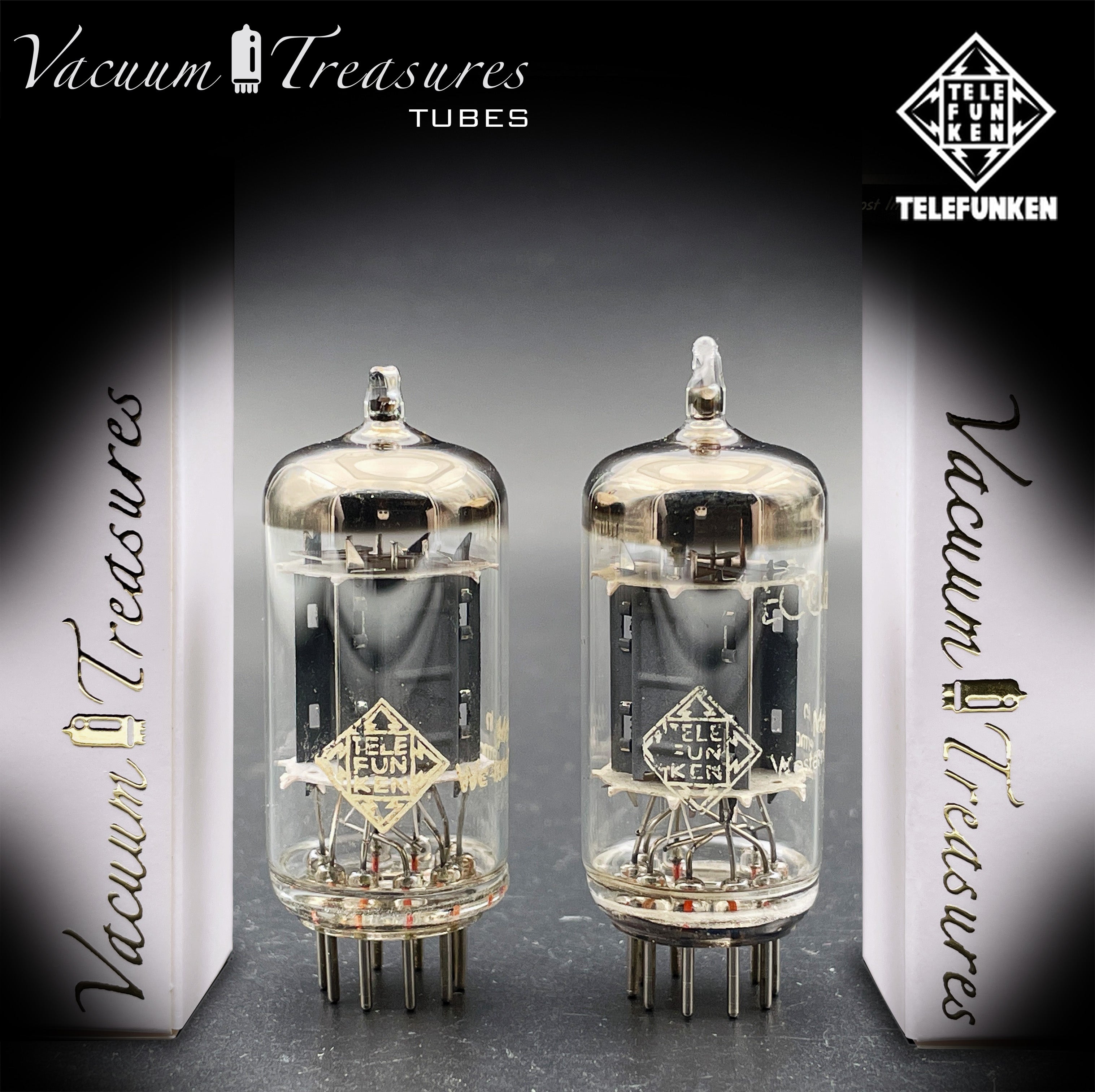 12AX7 / ECC83 TELEFUNKEN Tested Pair Tubes – Ribbed Plates Diamond Bot ...